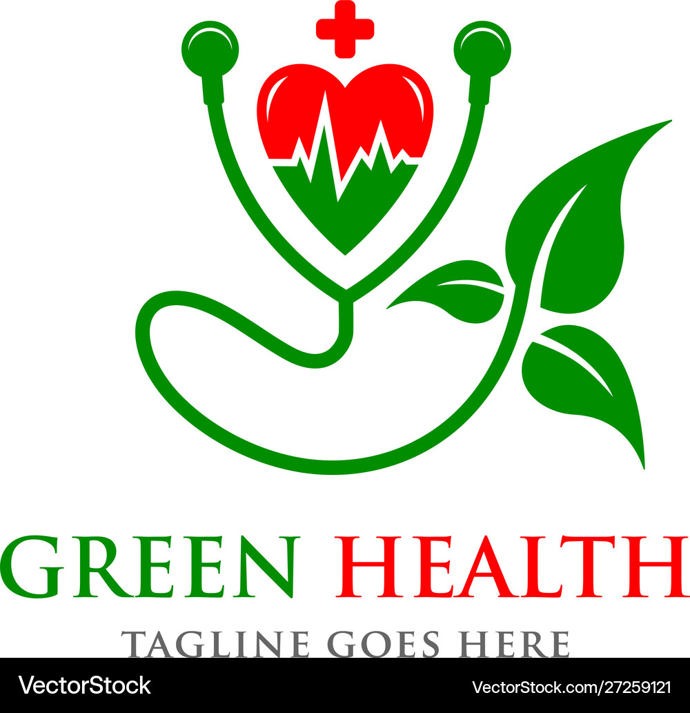 Green love health logo Royalty Free Vector Image