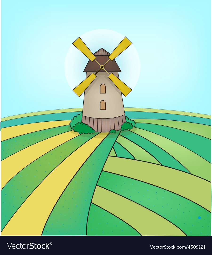 Mill on the field Royalty Free Vector Image - VectorStock