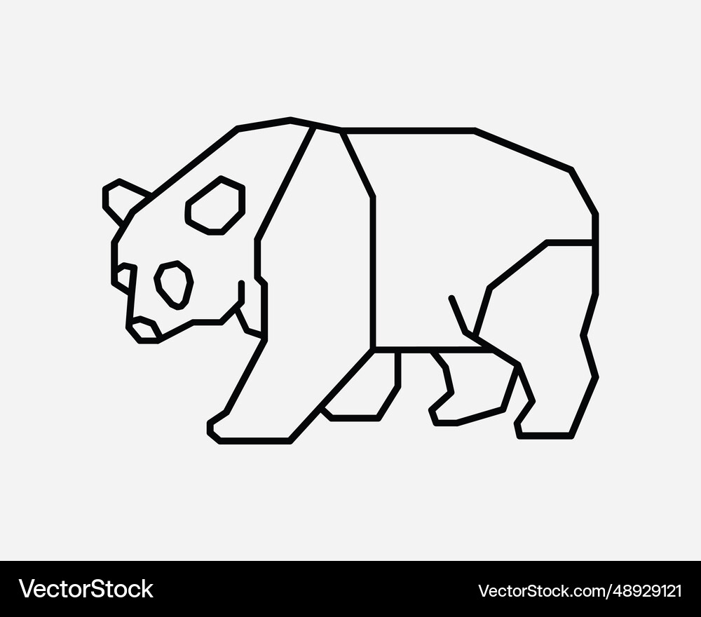 Panda line icon wild animal geometry wildlife bear