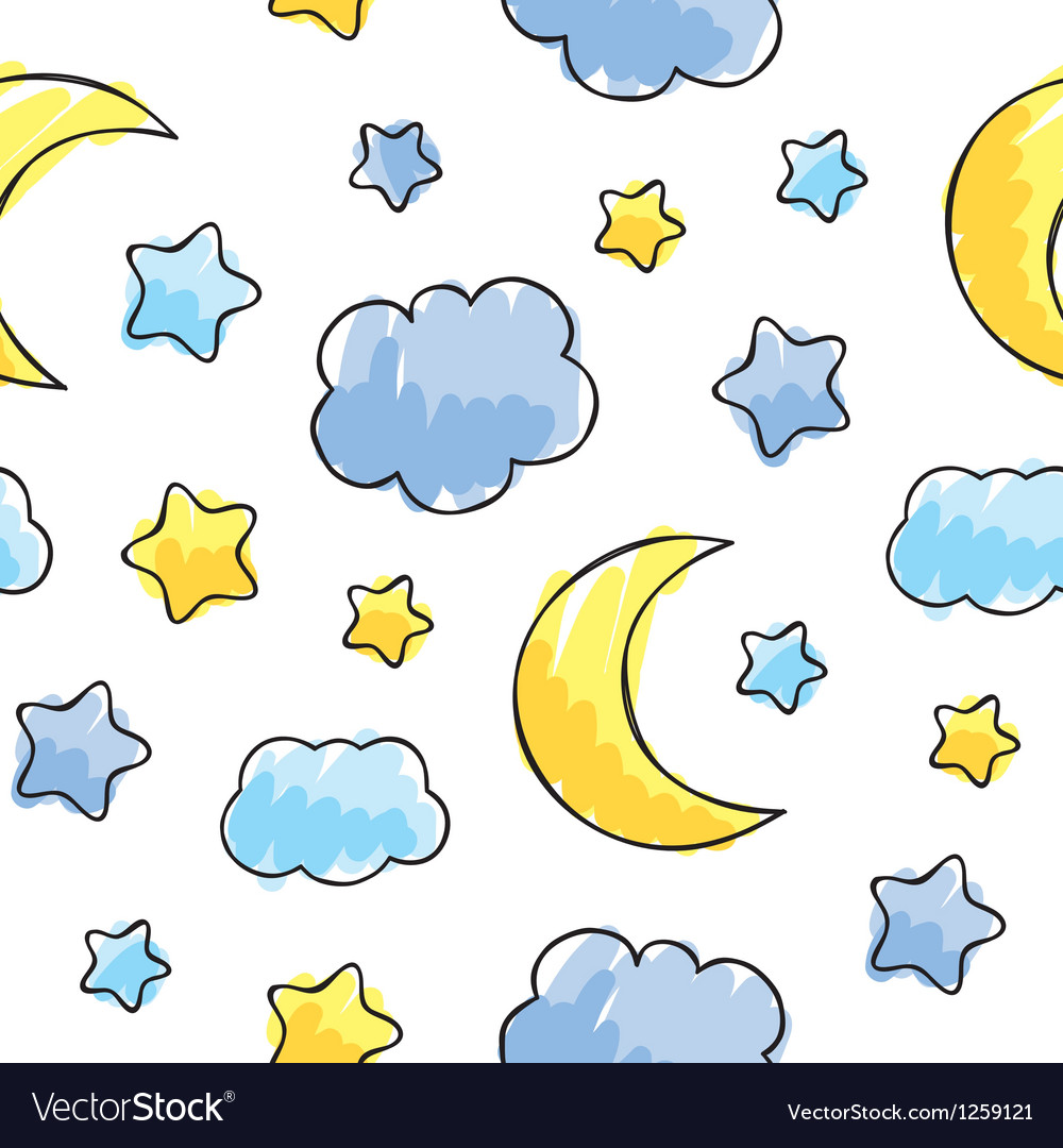 Pattern with night sky elements Royalty Free Vector Image