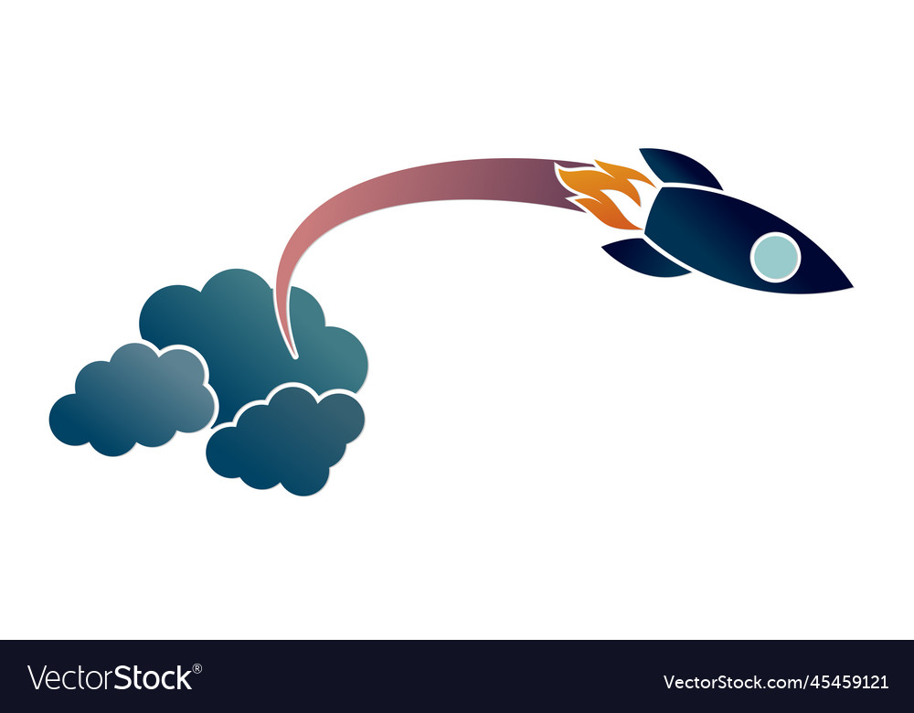 Rocket flight with clouds Royalty Free Vector Image