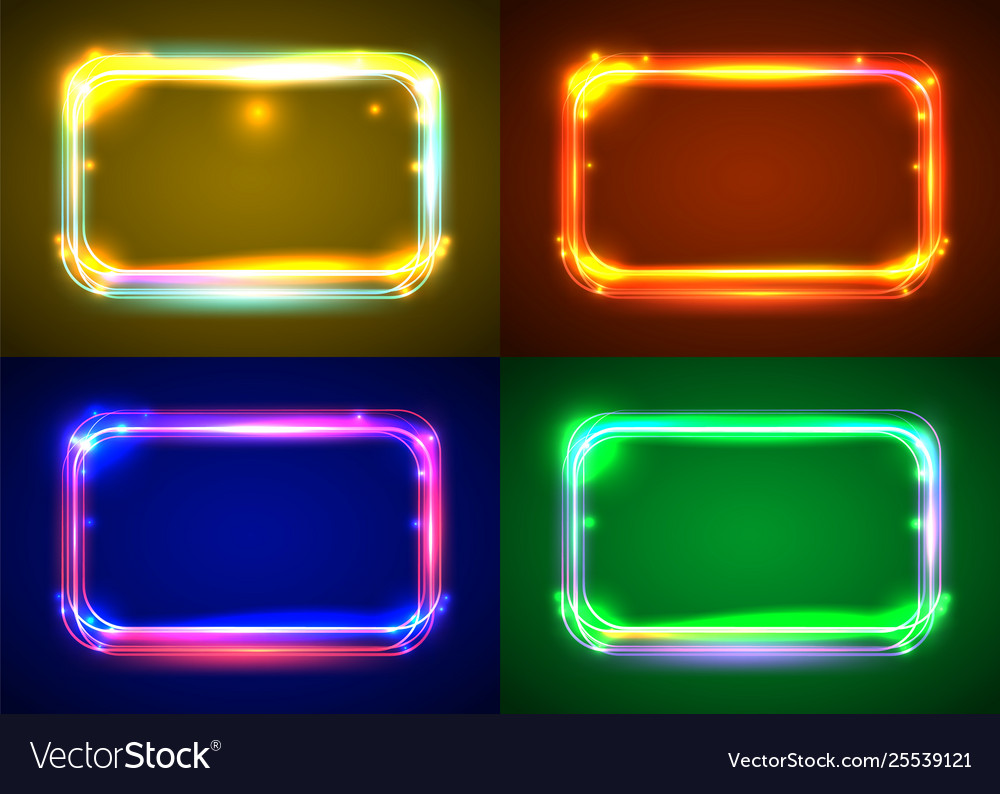 Round light frame set shining square Royalty Free Vector