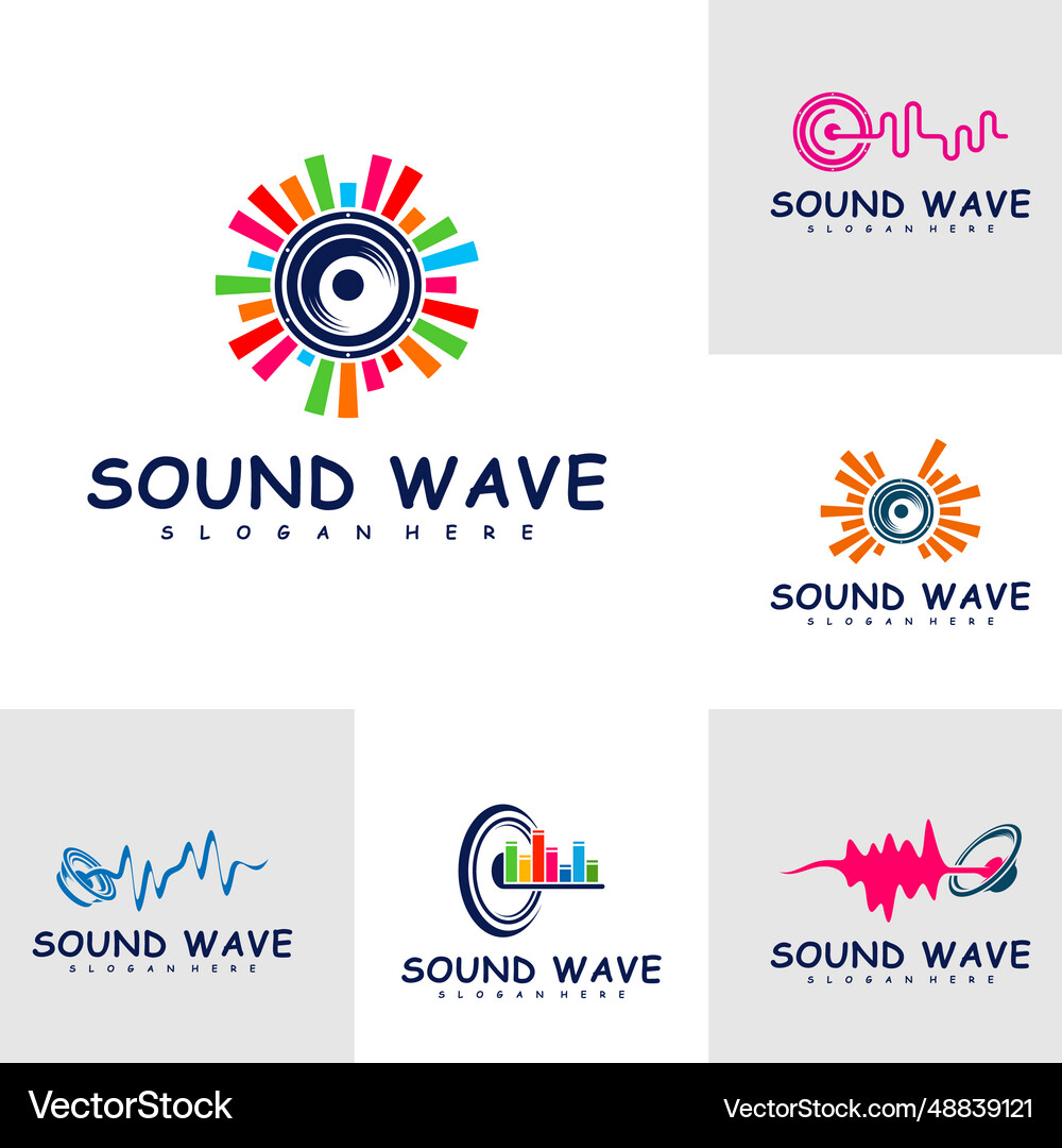 Set of sound wave logo design concept Royalty Free Vector