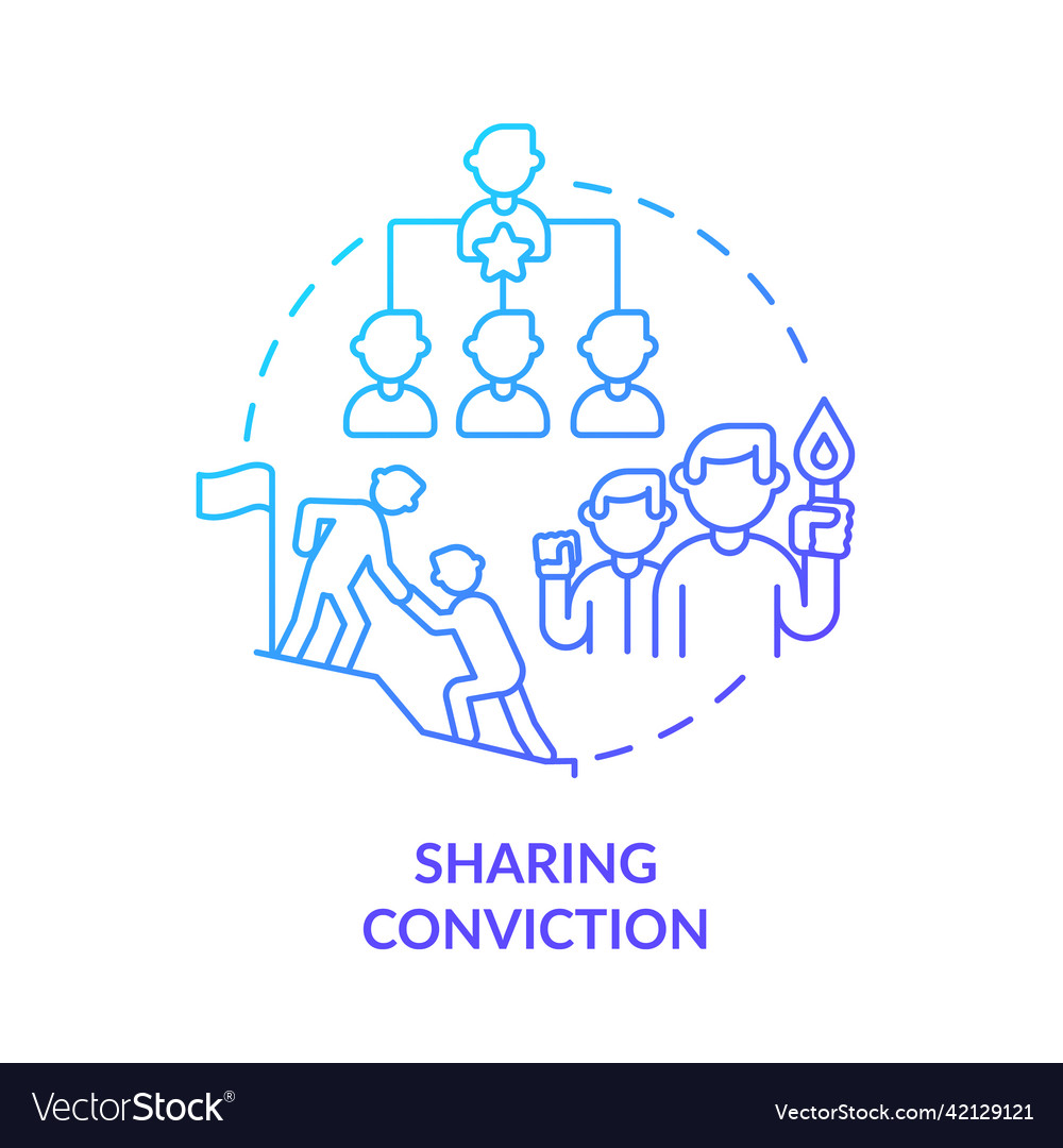 Sharing conviction blue gradient concept icon Vector Image