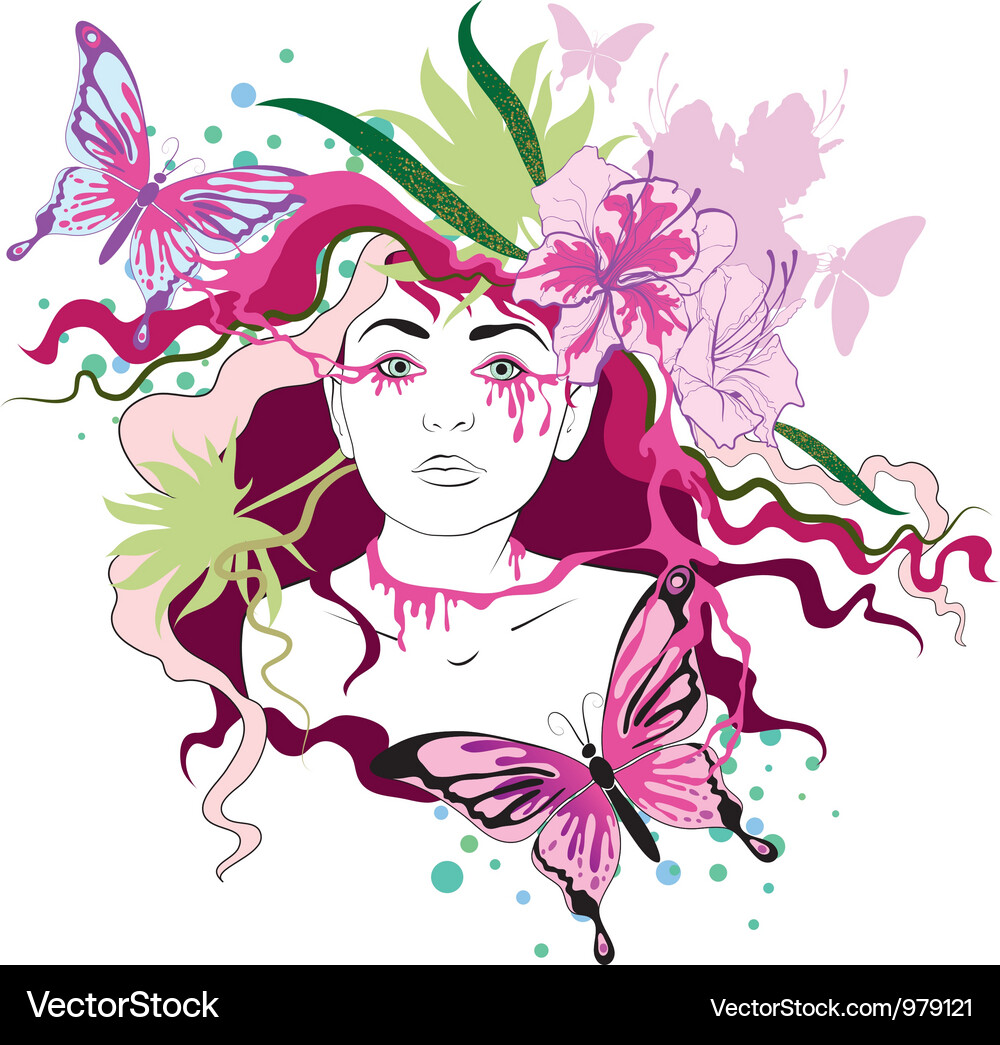 Spring portrait of woman Royalty Free Vector Image