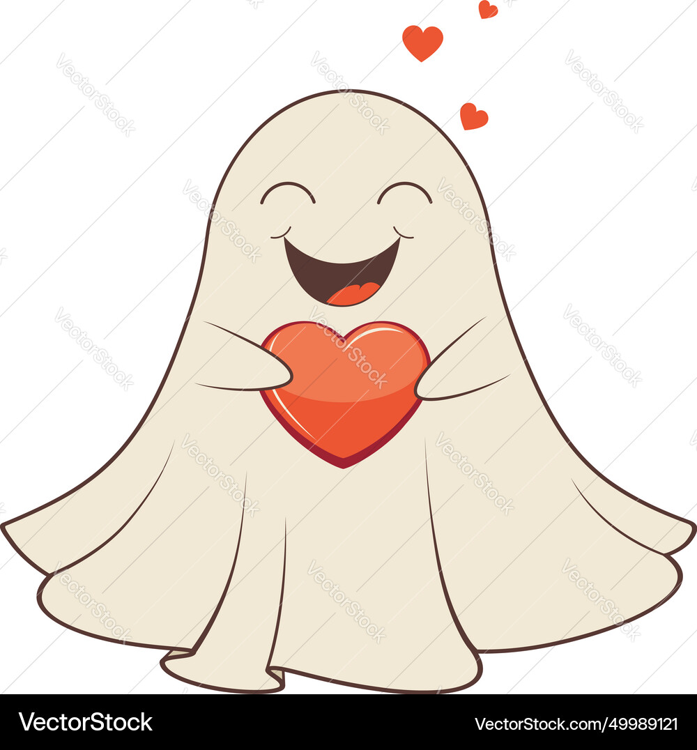 Valentine ghost with heart Royalty Free Vector Image