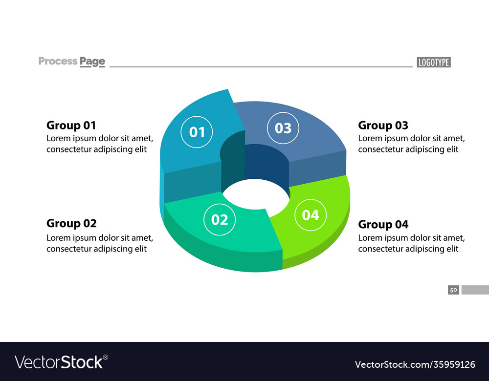 3d donut chart with four groups template Vector Image