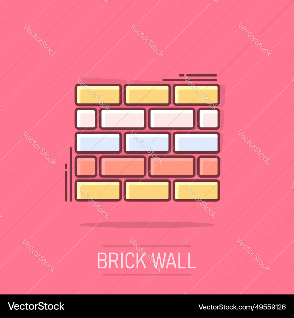 Cartoon wall brick icon in comic style sign Vector Image