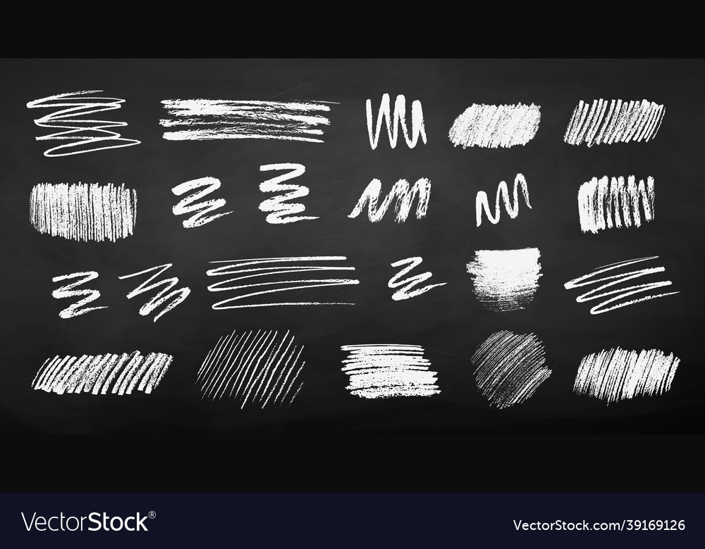 Chalk drawn scribble and hatching elements Vector Image