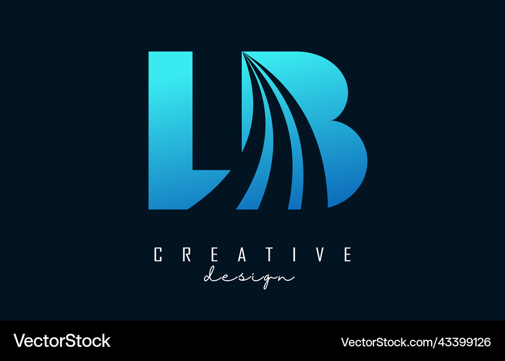 Creative blue letters lb l b logo with leading Vector Image