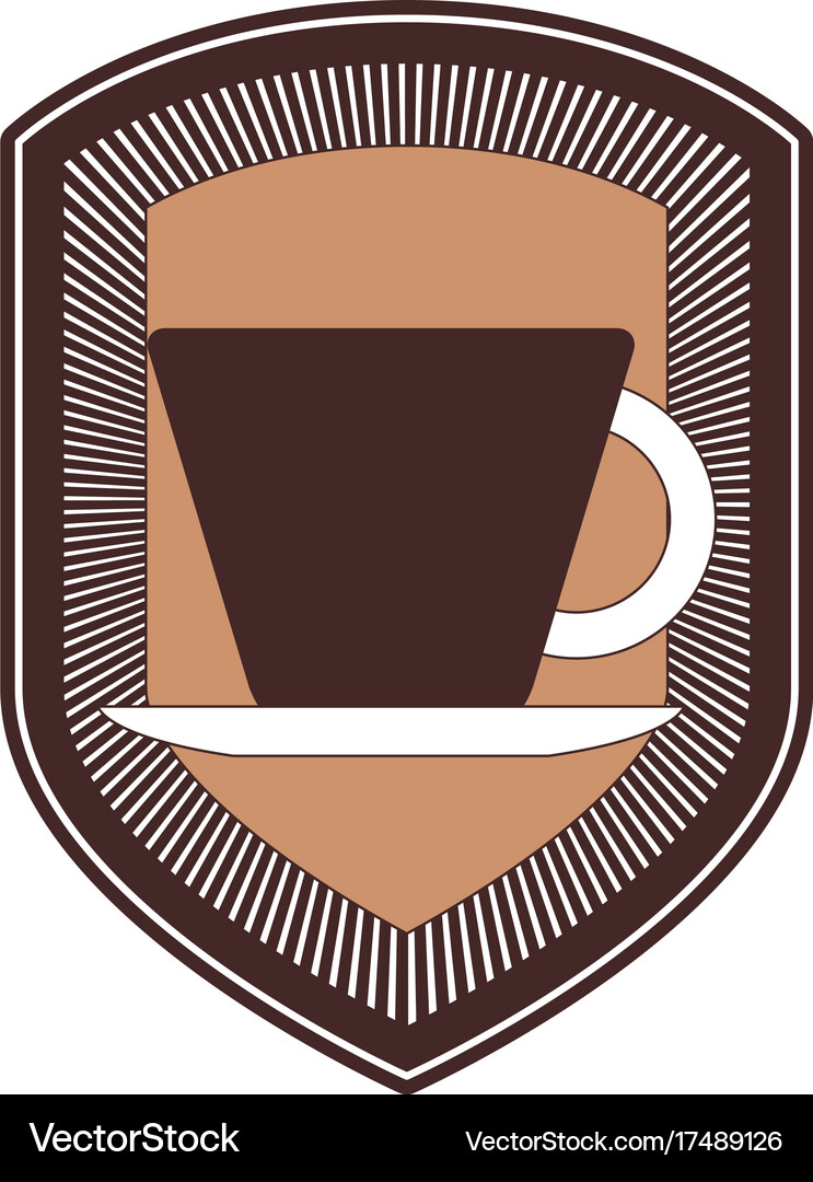 Decorative logo shield porcelain cup on dish Vector Image