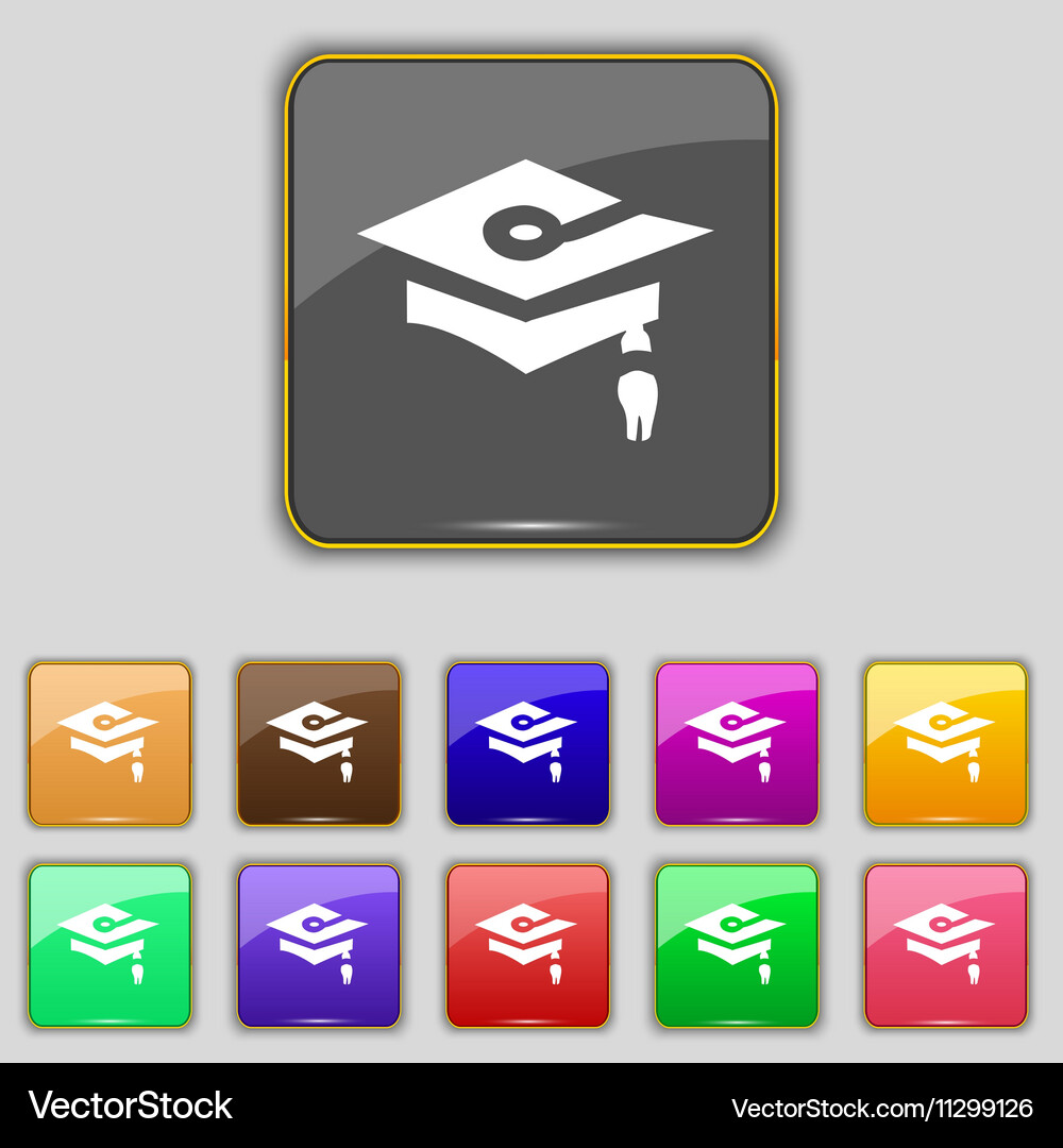 Graduation icon sign set with eleven colored Vector Image