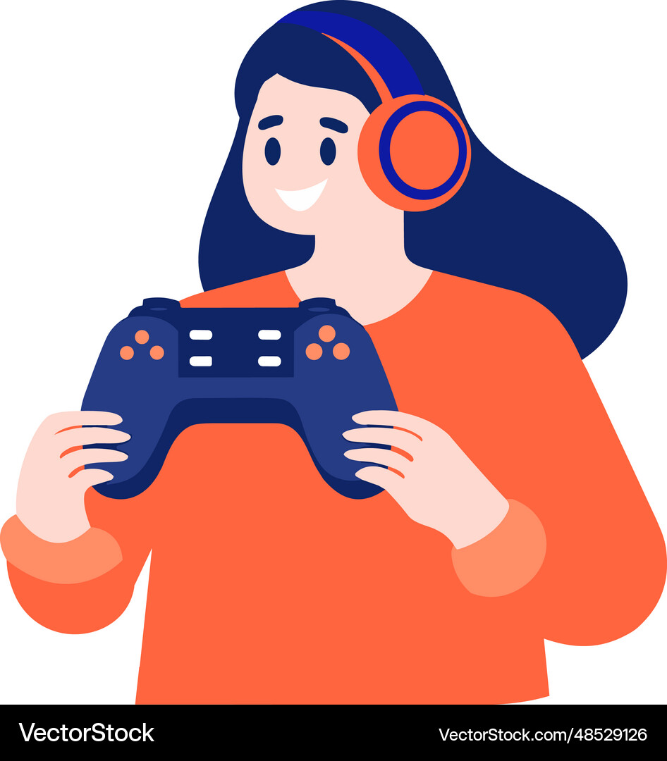 Hand drawn child character playing game in flat Vector Image