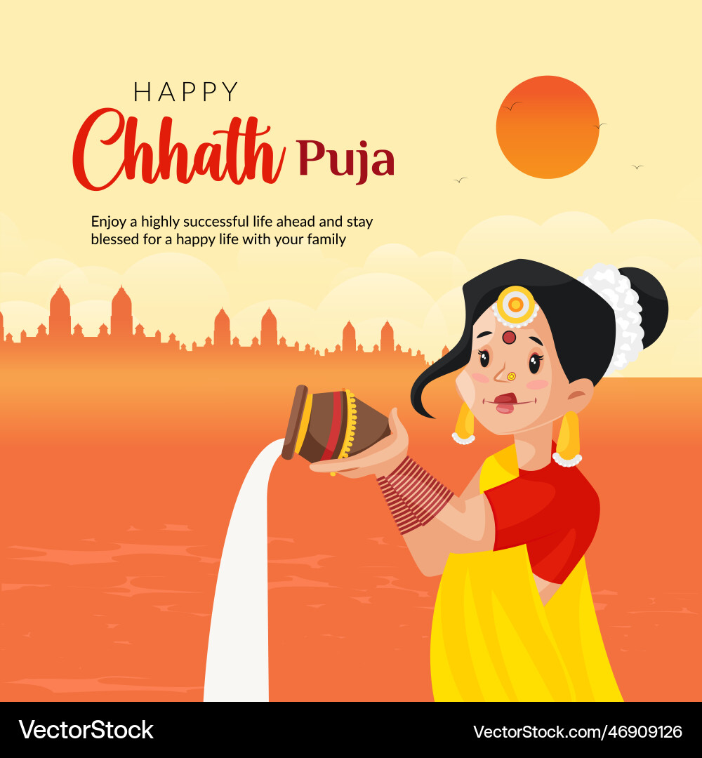 Happy chhath puja banner design template Vector Image