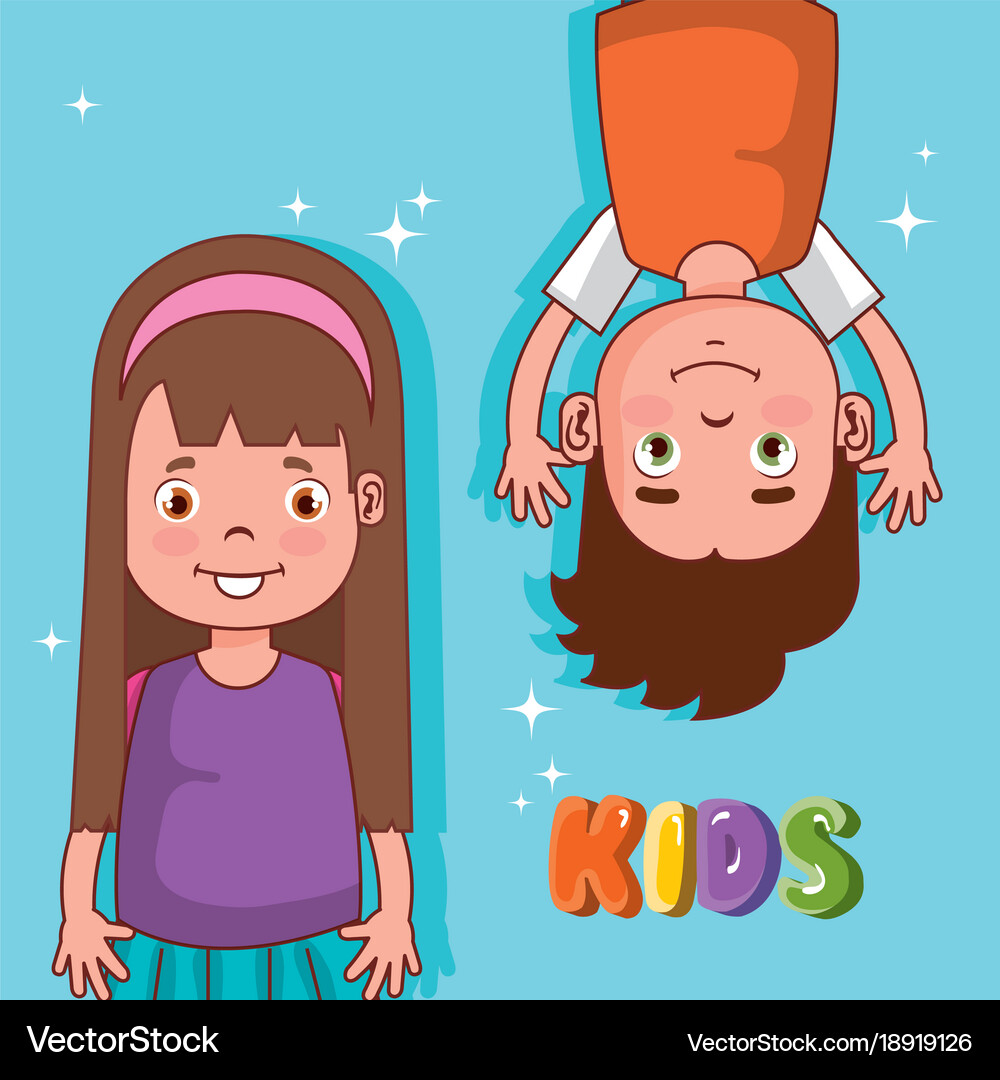 Little kids group avatars characters Royalty Free Vector