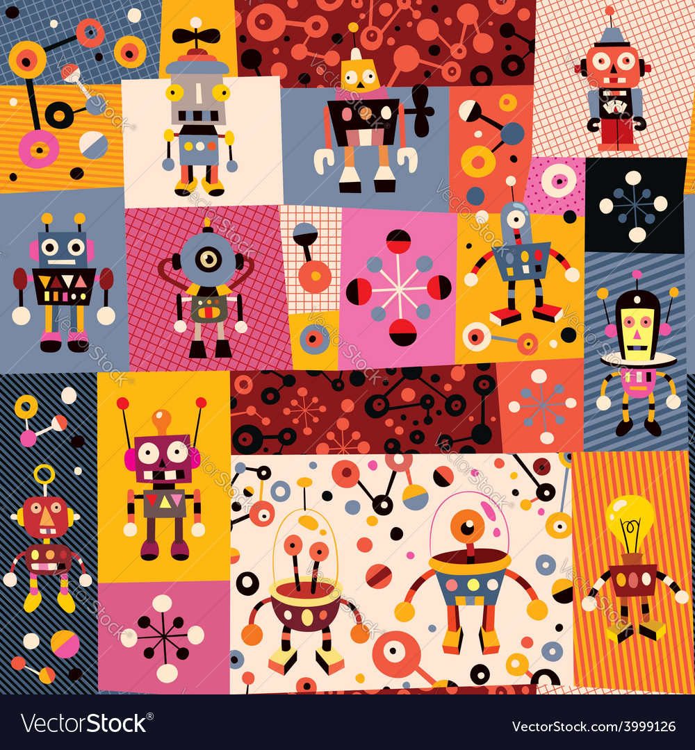 Robots pattern 3 Royalty Free Vector Image - VectorStock