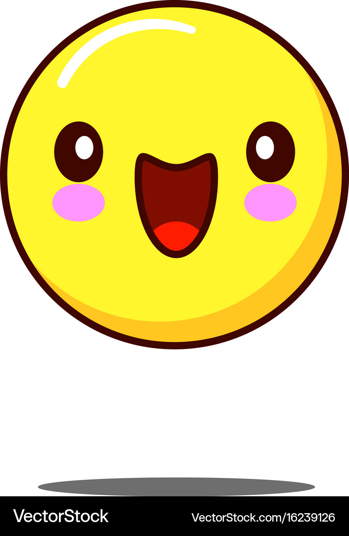 Smiling emoticon icon kawaii flat design Vector Image