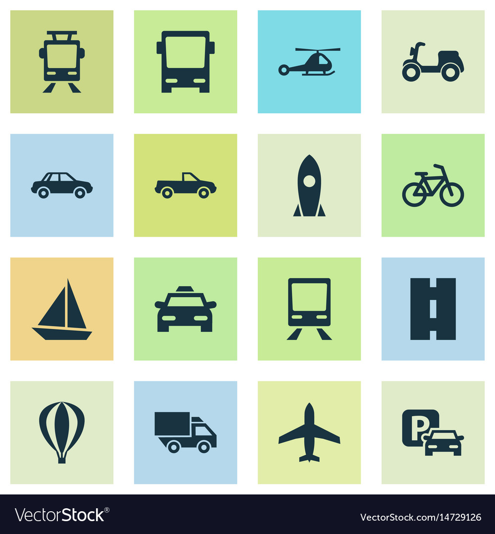 Transportation icons set collection of skooter Vector Image