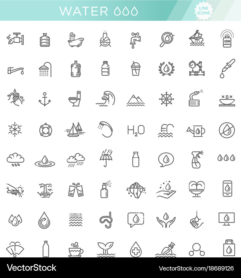 Water icon set in thin line style symbol Vector Image