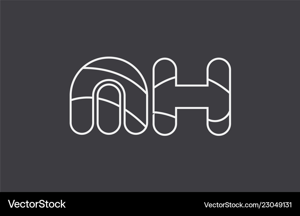 Alphabet letter mh m h combination black white Vector Image