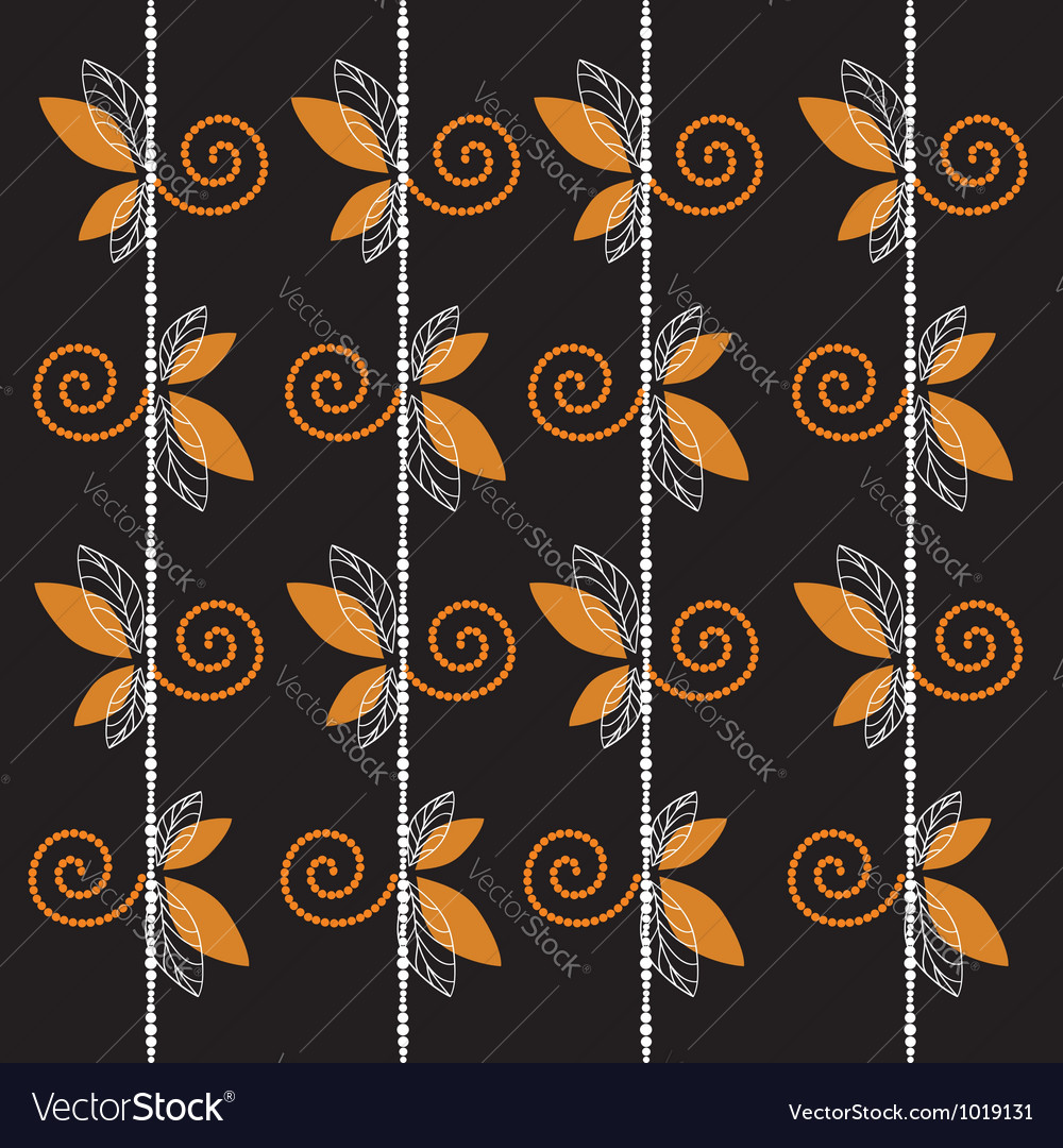 Black pattern with leaf and curl background Vector Image