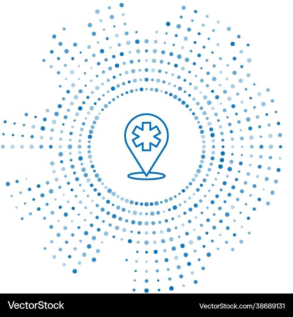 Blue line medical map pointer with cross hospital Vector Image