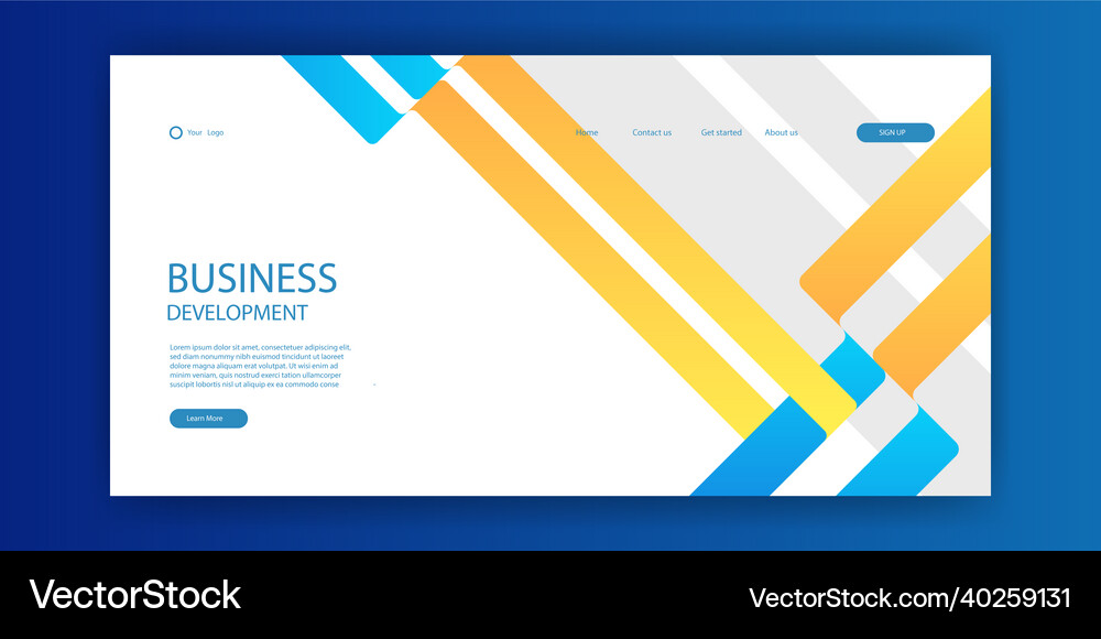 Blue yellow landing page templates with modern Vector Image