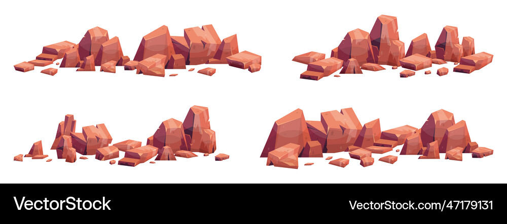Cartoon stones collection isolated on white Vector Image
