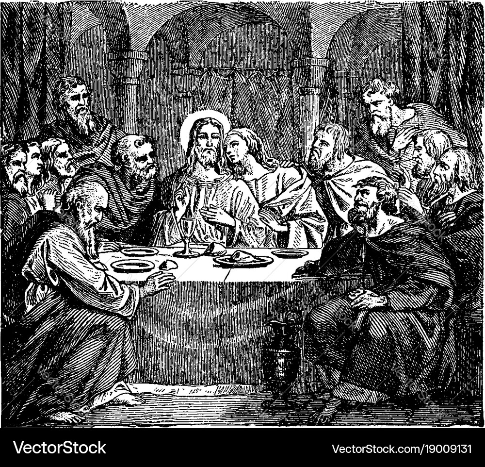 Communion apostles with jesus at last Royalty Free Vector