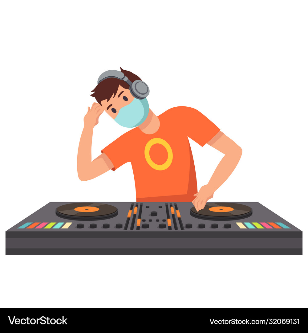 Coronavirus quarantine dj in a face mask Vector Image