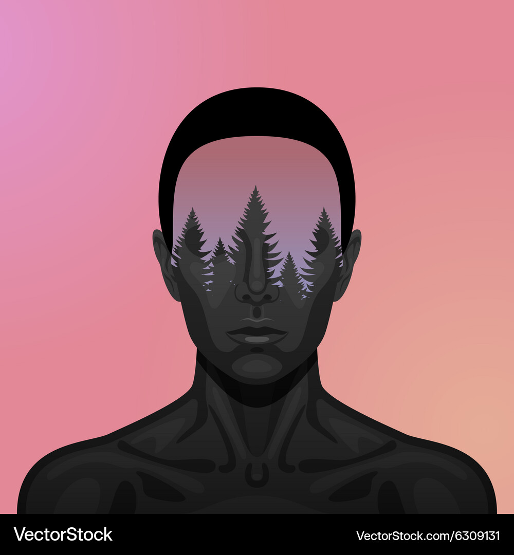 Double exposure beauty woman Royalty Free Vector Image