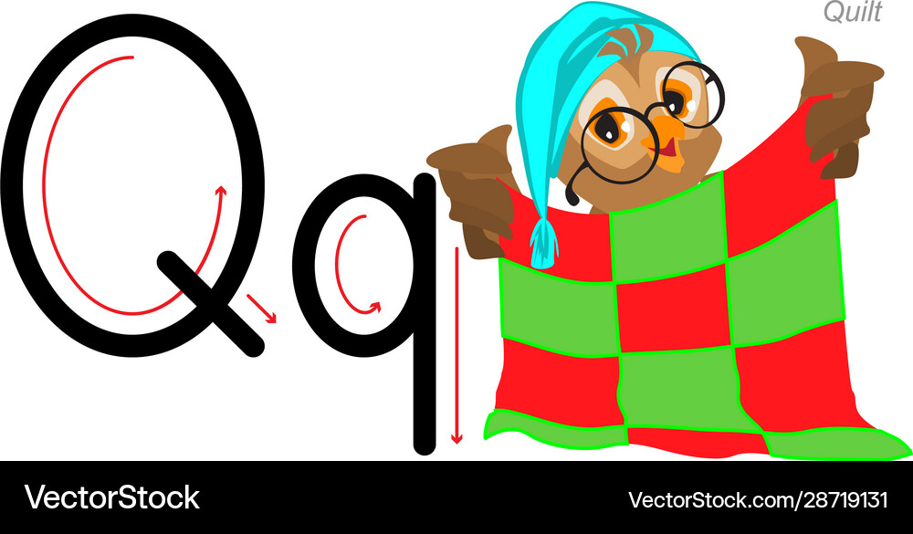 English letter abc alphabet learning owl holding Vector Image