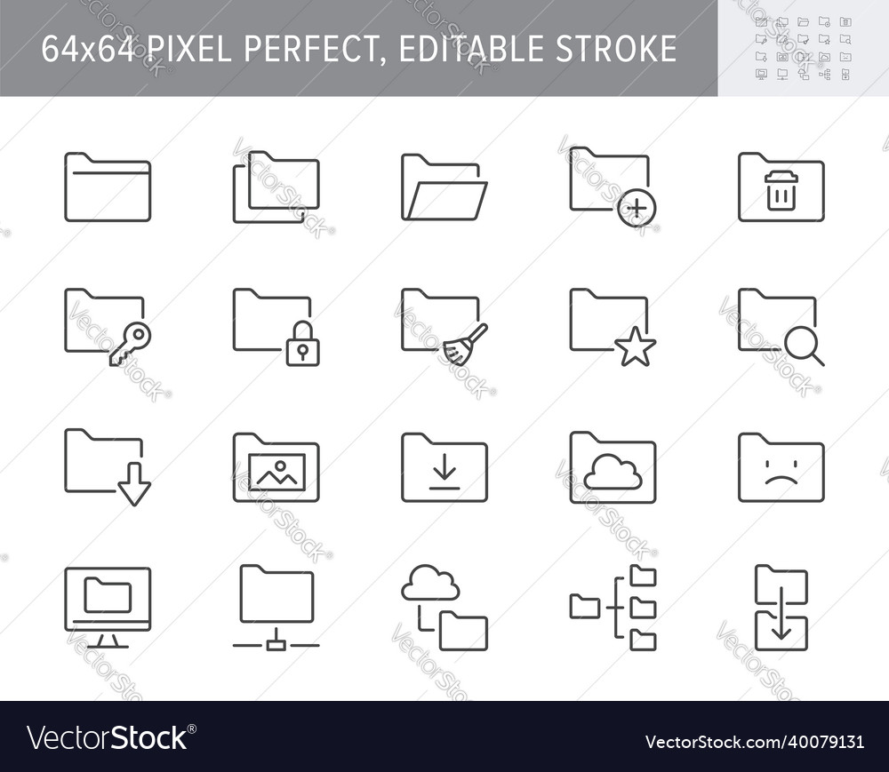 Folder line icons include Royalty Free Vector Image