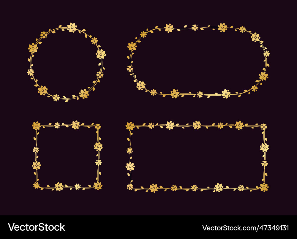 Gold geometric floral frame template set luxury Vector Image