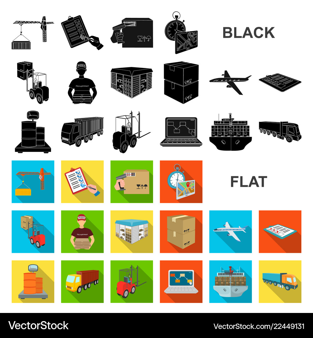 Logistics and delivery flat icons in set Vector Image