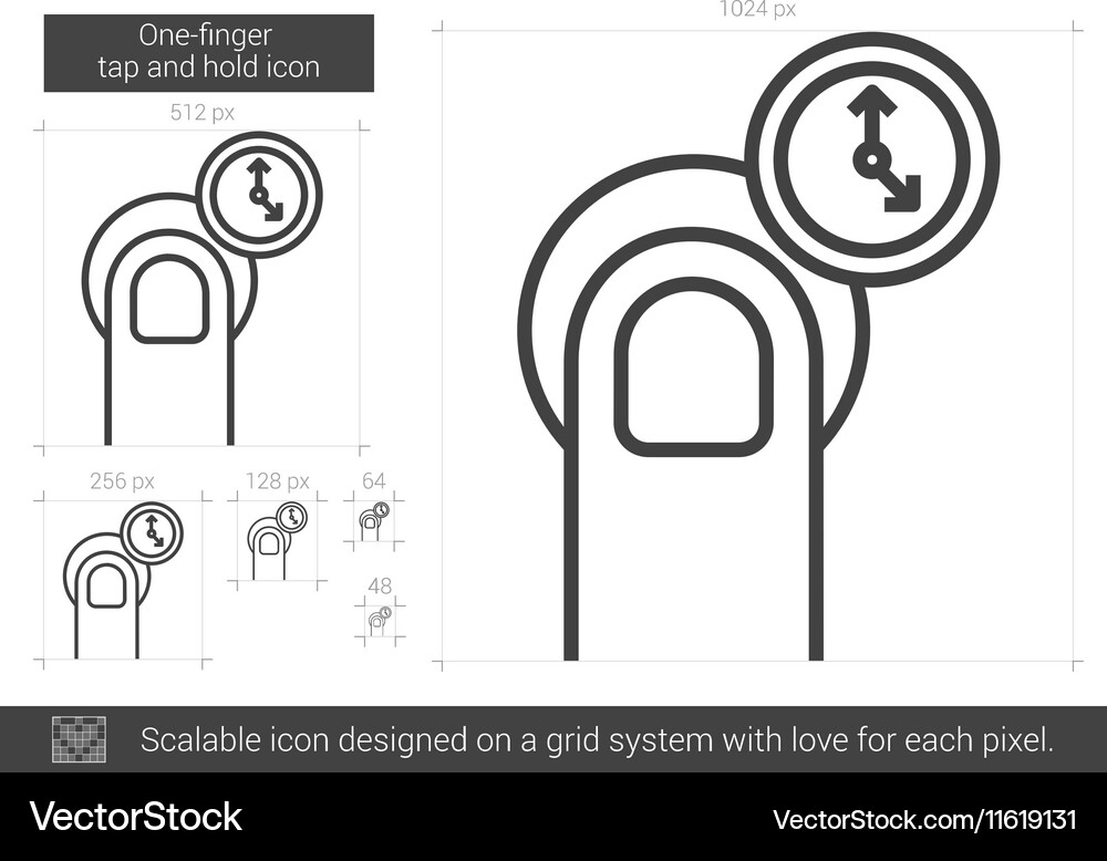 One-finger tap and hold line icon Royalty Free Vector Image