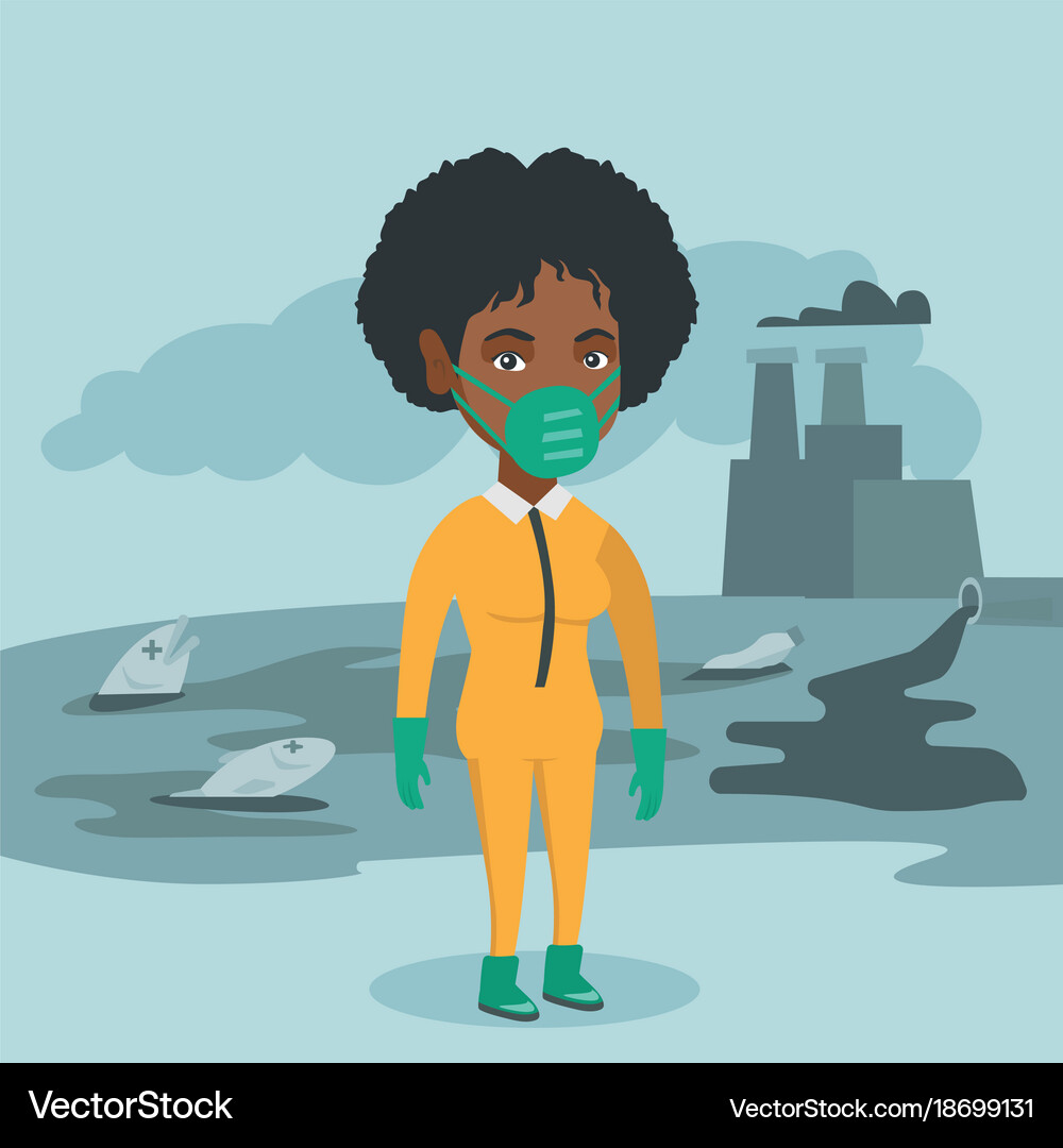 Scientist wearing radiation protection suit Vector Image