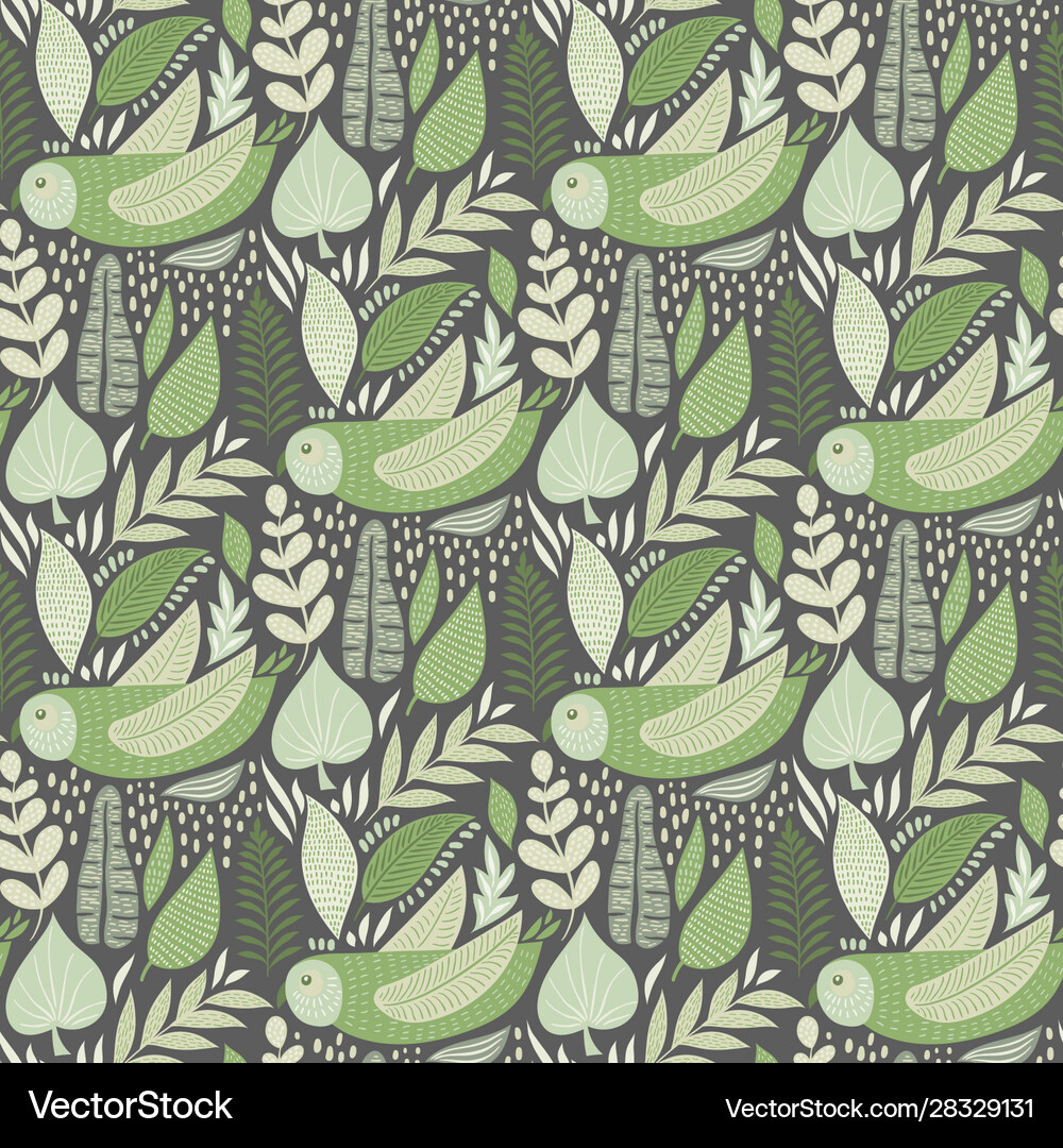 Seamless tough pattern with owls and floral Vector Image