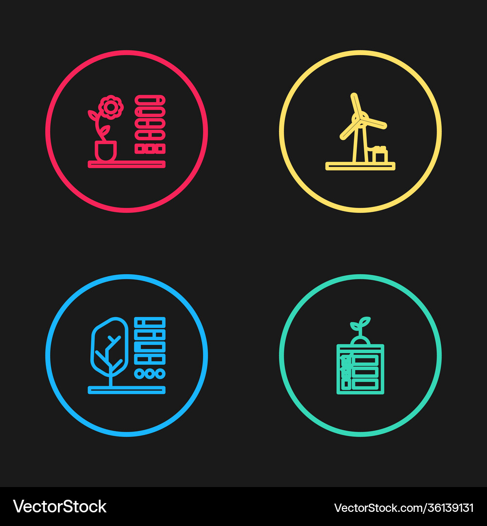 Set line plant status smart farming technology Vector Image