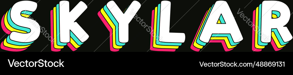 Skylar - retro rainbow typography faded style Vector Image