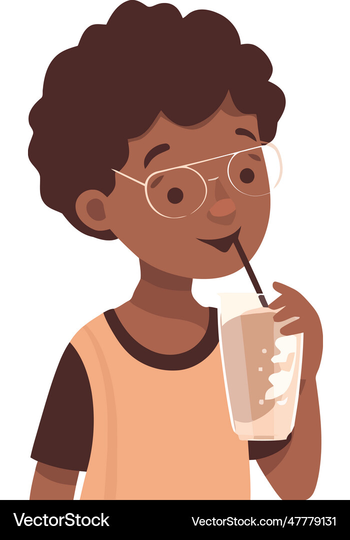 Smiling boy holding soda enjoying summer fun Vector Image