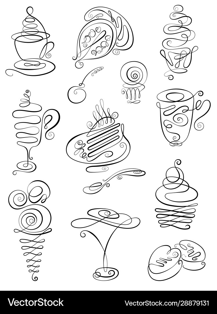 Sweet hand drawn doodles with coffee tea latte Vector Image