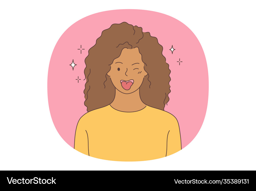 Woman expressing positive emotions concept Vector Image