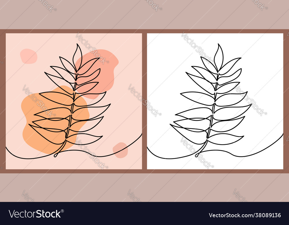 Autumn leaf - one continuous line Royalty Free Vector Image