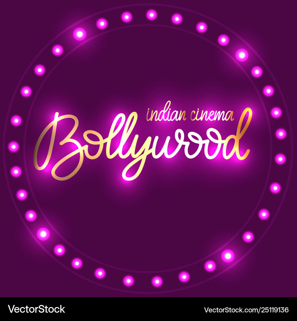 Bollywood indian cinema lettering image Royalty Free Vector
