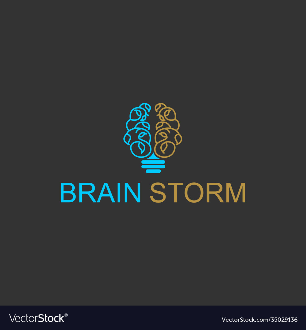 Brain storm logo shape with leaf element Vector Image