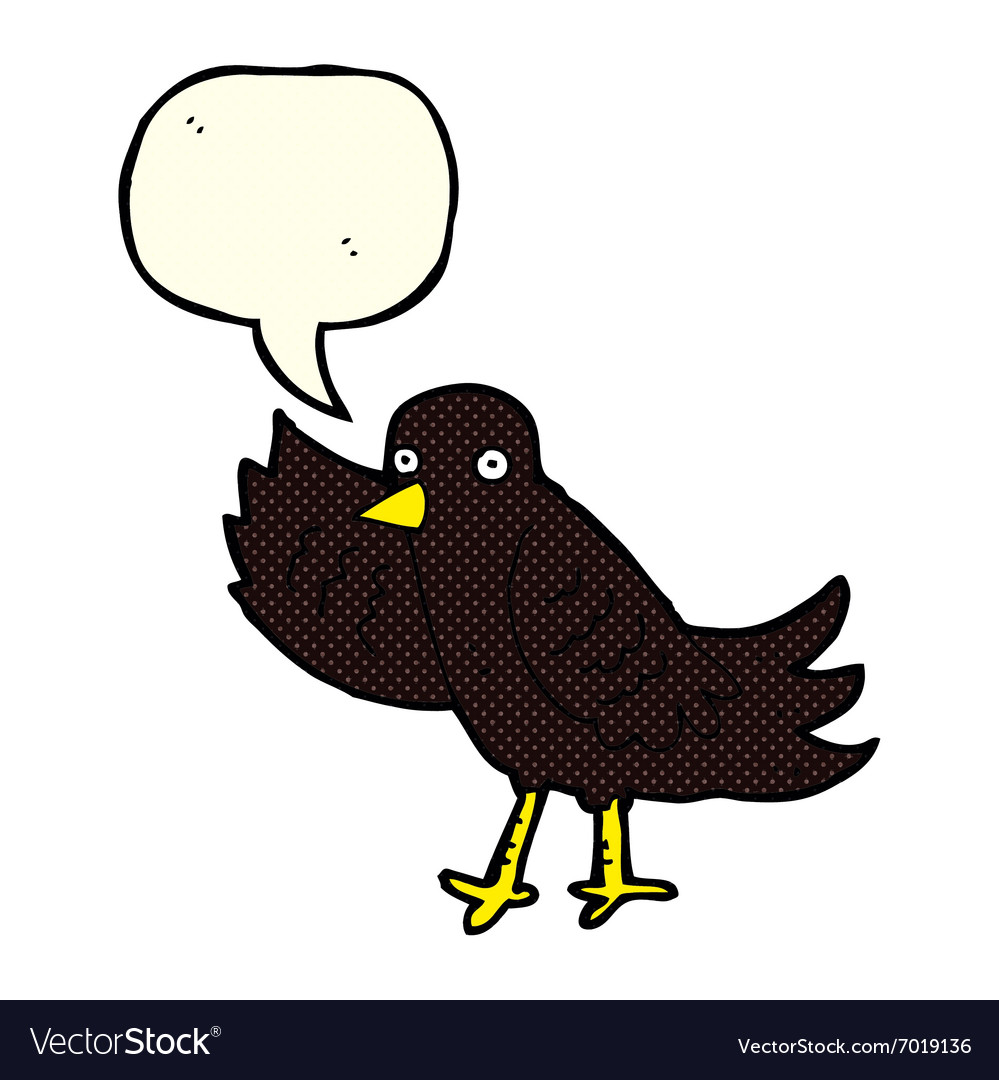 Cartoon waving bird with speech bubble Royalty Free Vector