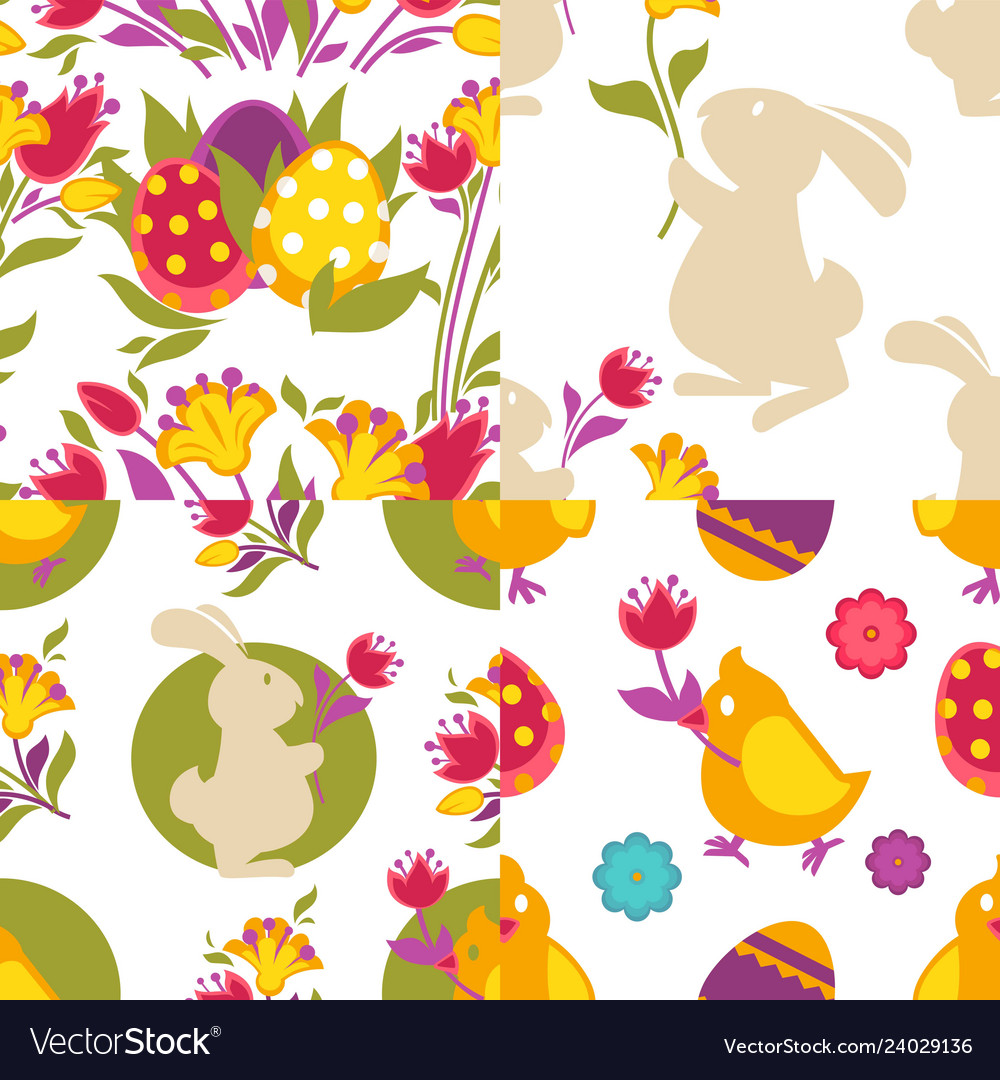 Collection spring easter seamless patterns Vector Image