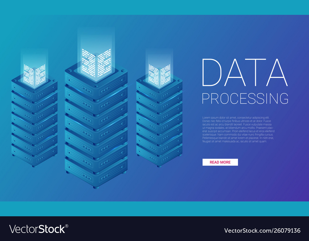 Concept big data processing energy station Vector Image