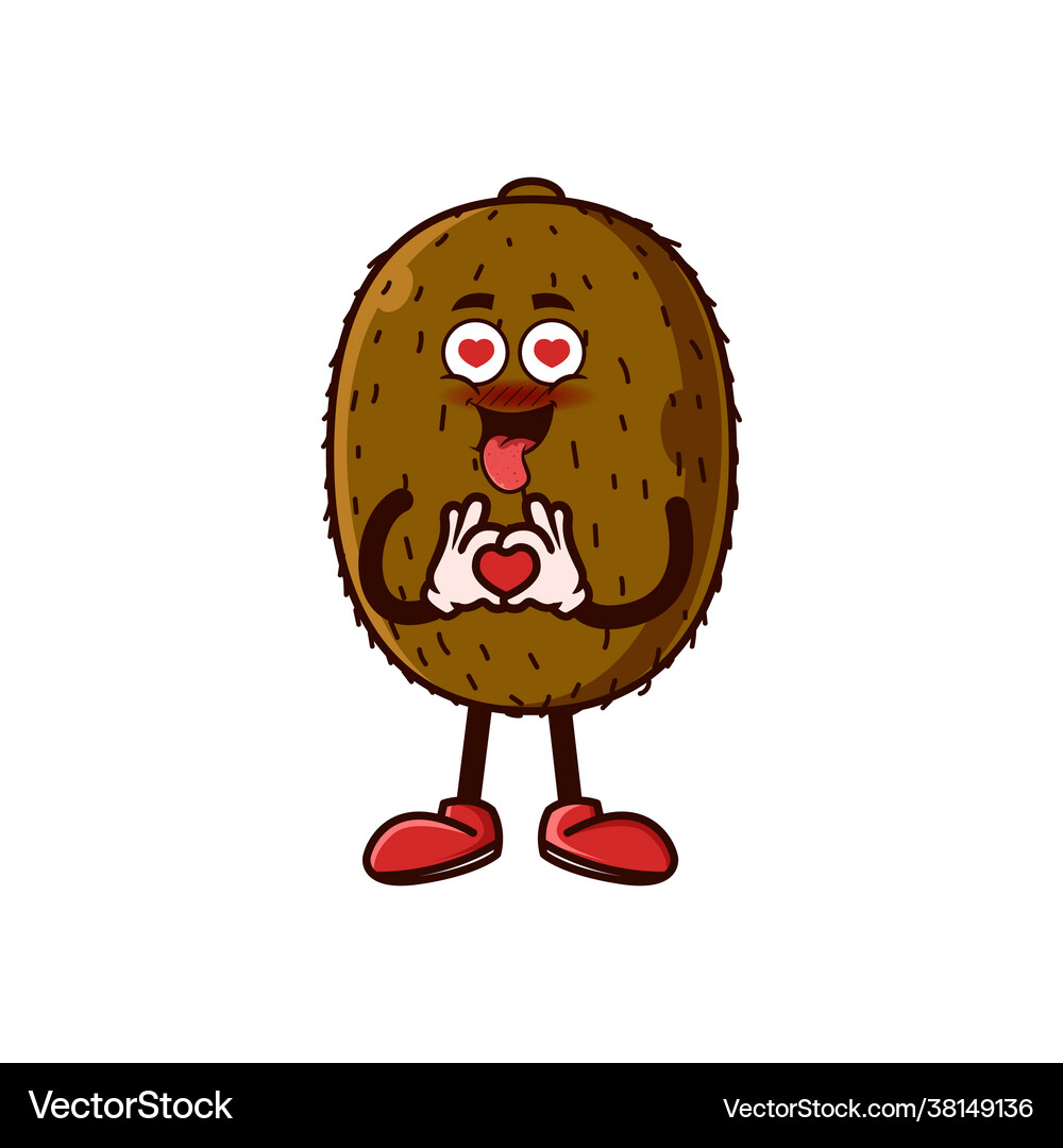 Cute kiwi fruit character with love emote Vector Image